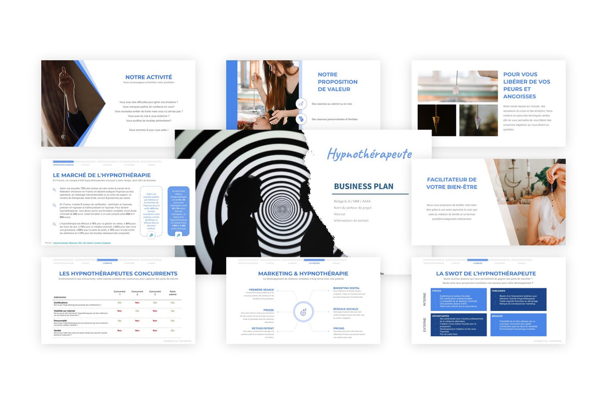 Un business plan pour un hypnothérapeute (35 pages)